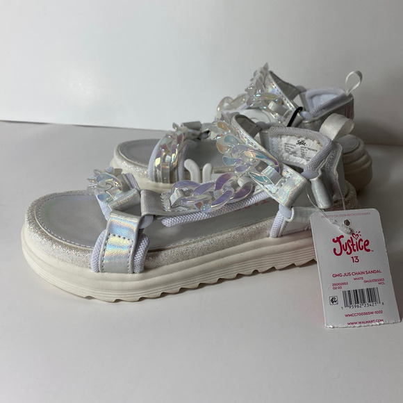 Justice | Shoes | Justice Girls White Iridescent Strappy Platform ...